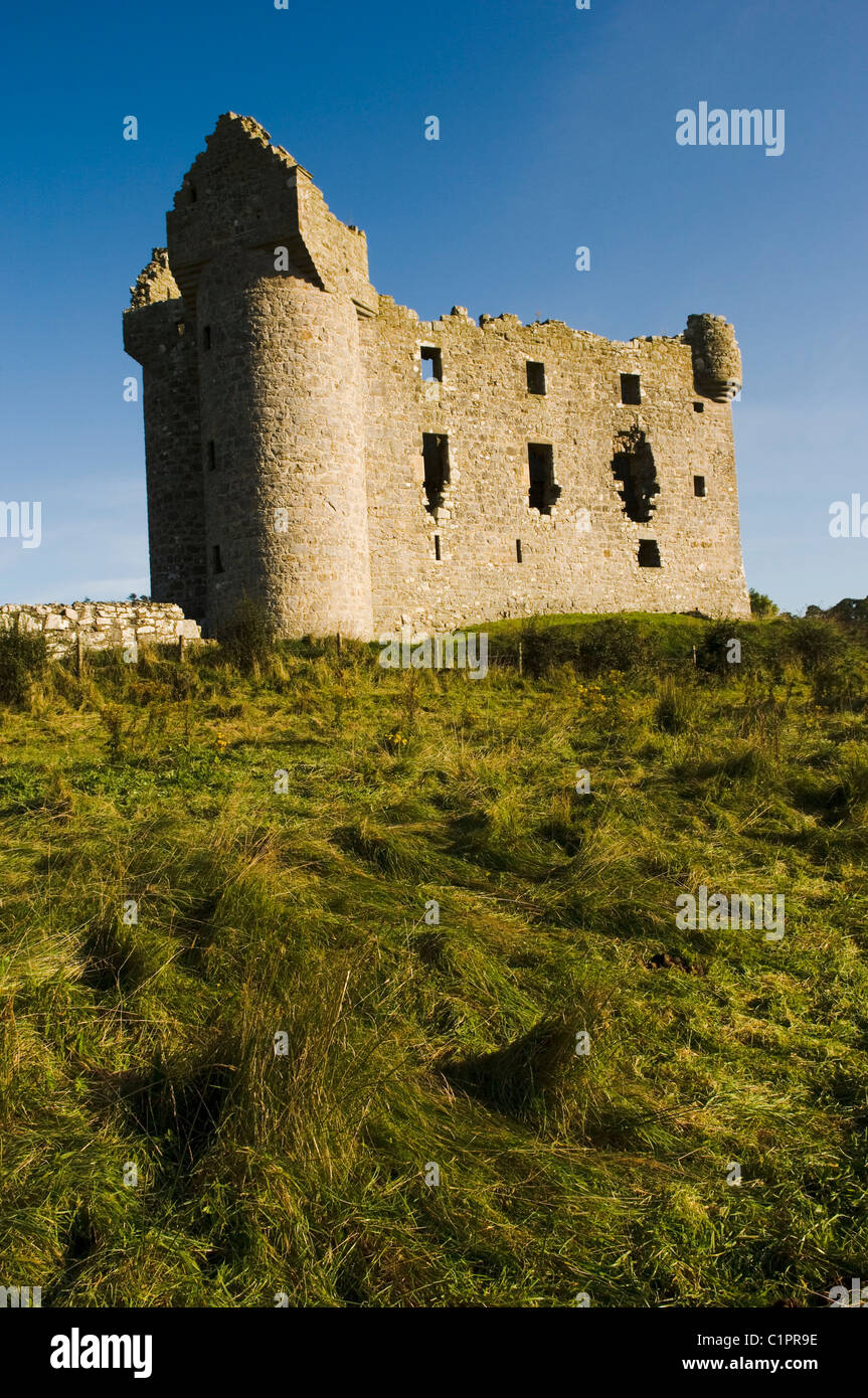 Northern Ireland, Fermanagh, Lakelands, Monea Castle on hill Stock ...