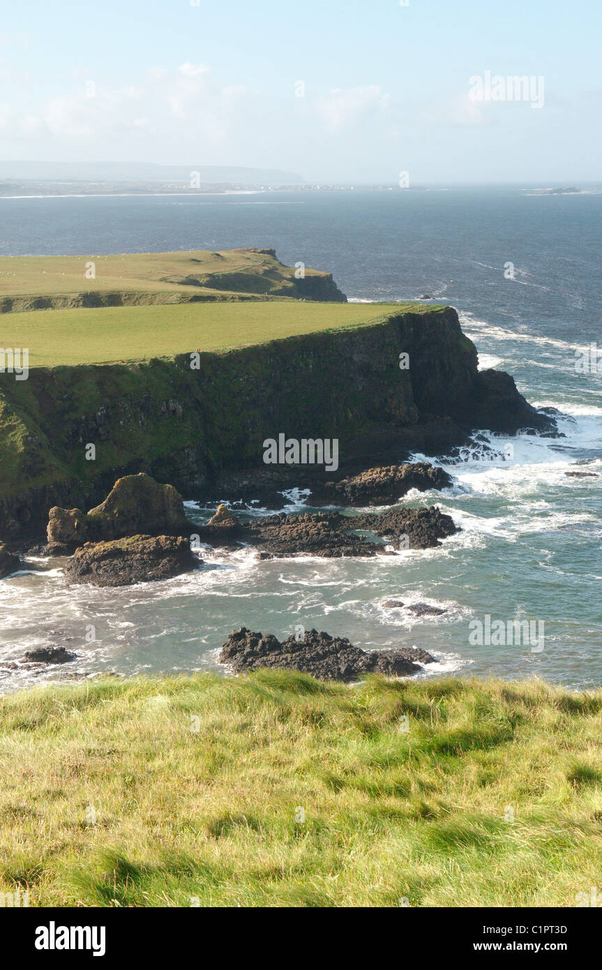 Northern Ireland, Causeway Coast., Giant's Causeway from cliff Stock ...