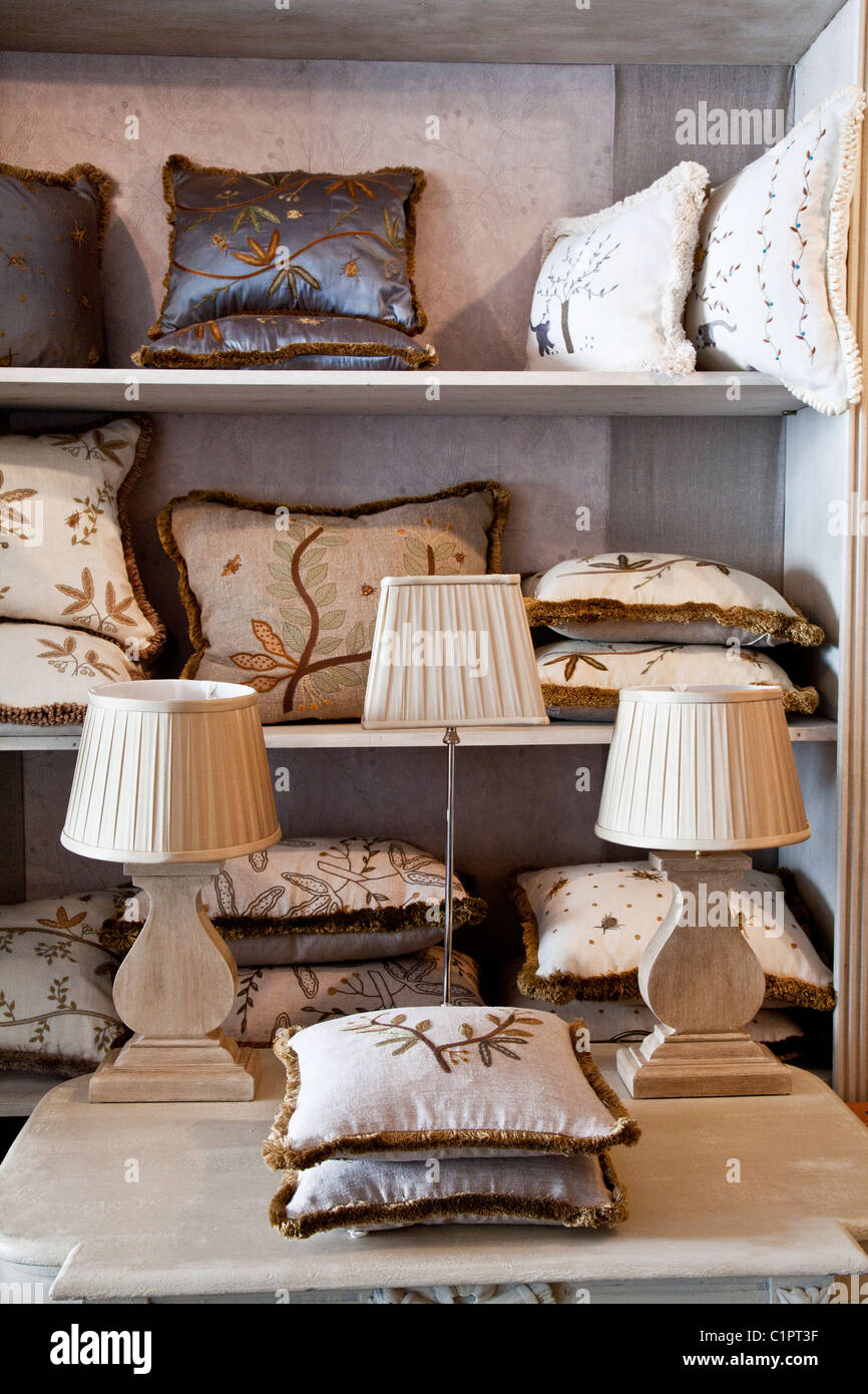 Detail of the inside an interior design shop in the provincial English ...