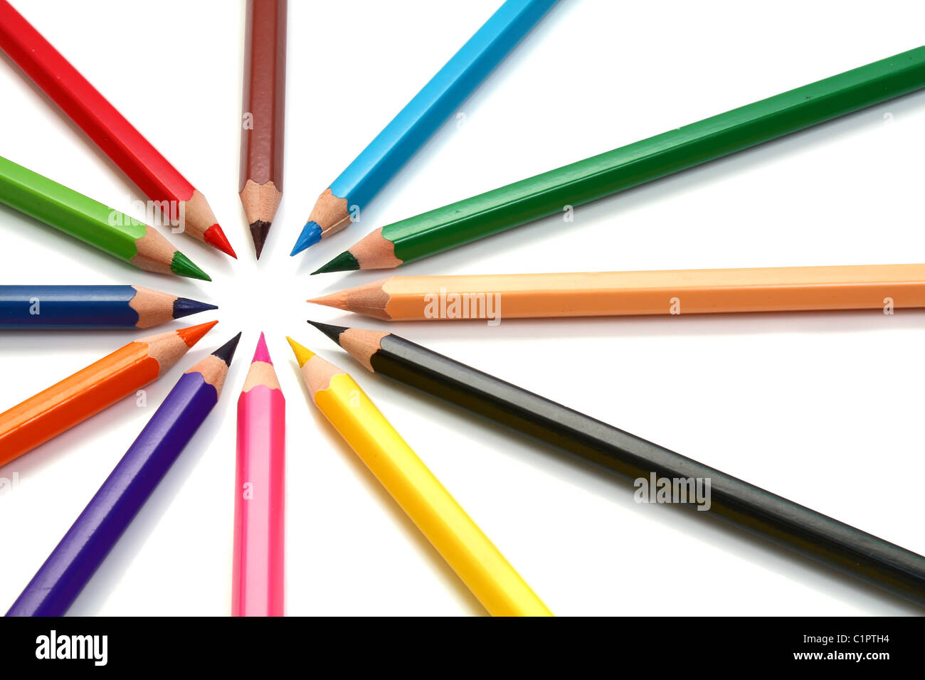 much colors sharp pencils isolated on white background Stock Photo - Alamy