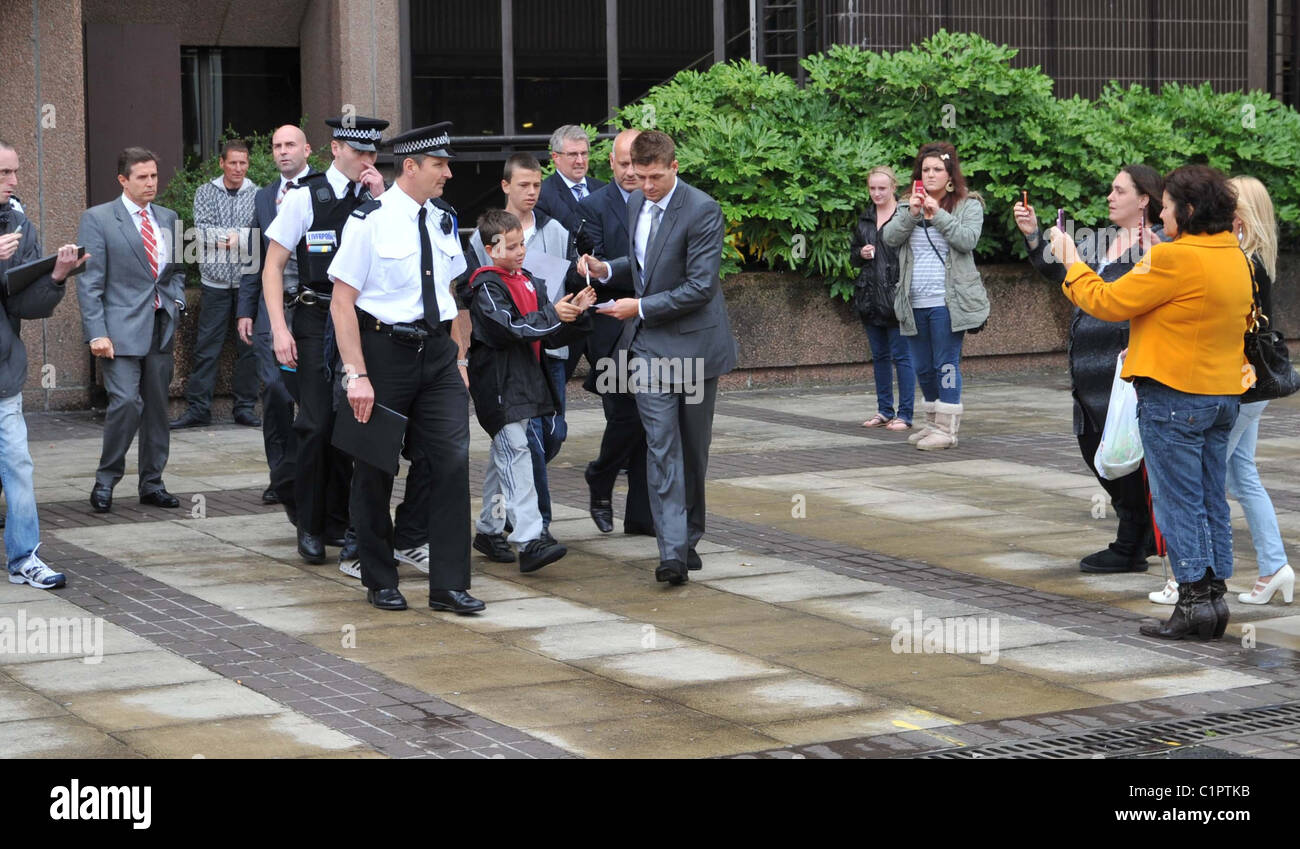Liverpool FC captain Steven Gerrard leaving Liverpool Crown Court on the second day of his ...