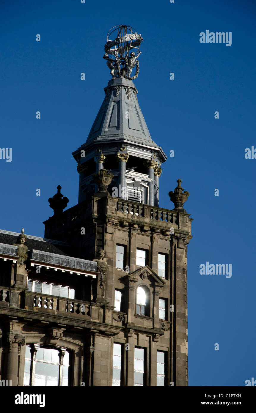Ornate tower on the corner of a retail store (shop) in Princes Street ...