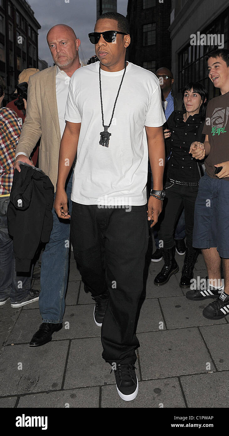 Music mogul Jay-Z leaving the Radio 1 studios having spent two hours ...