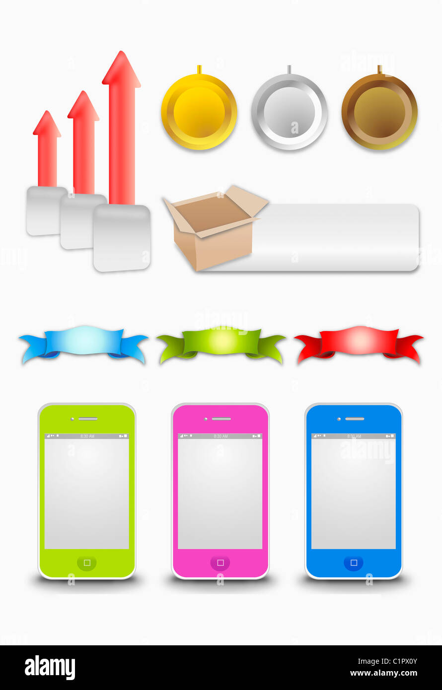 various types of widget icons Stock Photo - Alamy