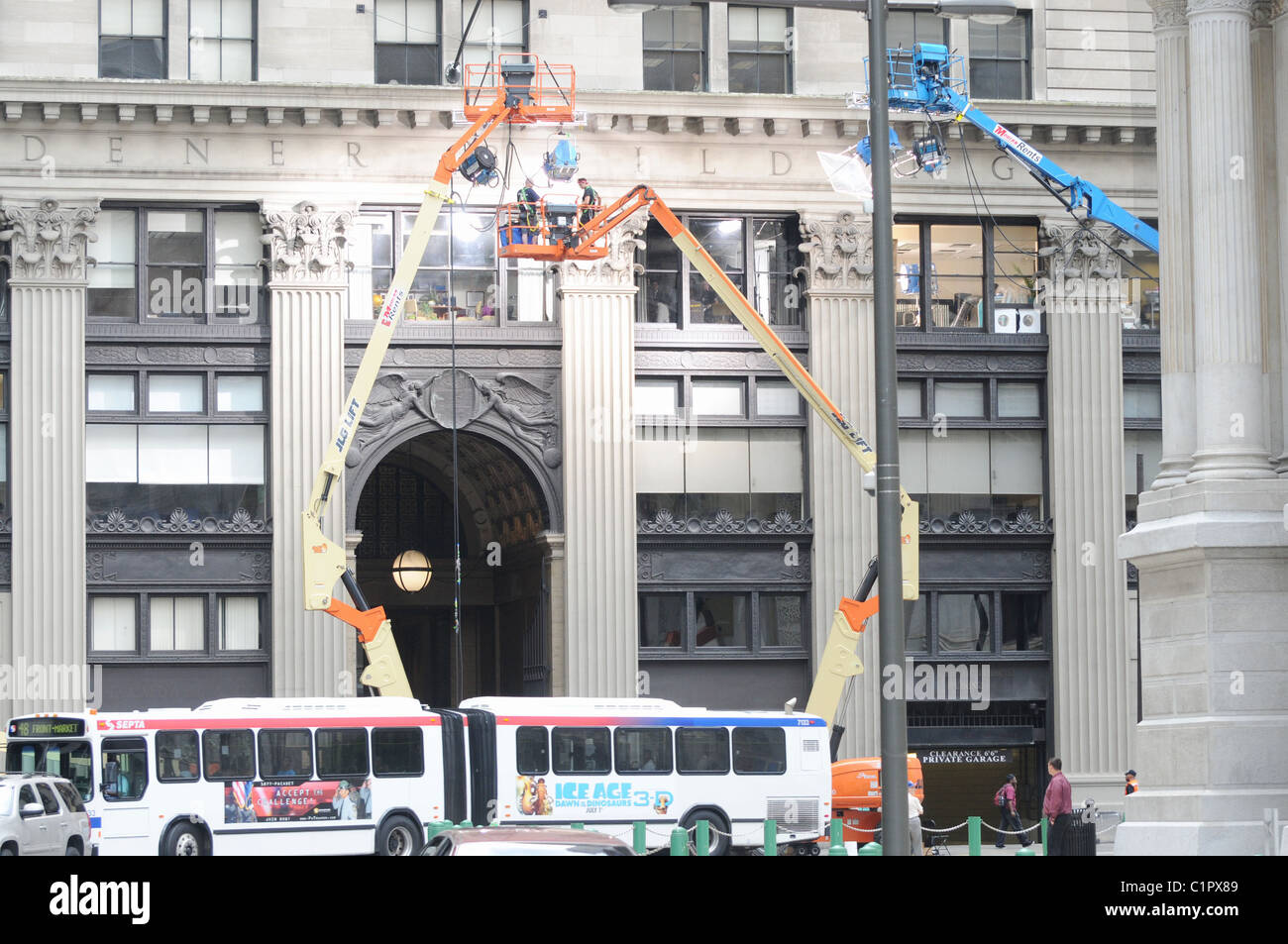 On the film set of an Untitled James L. Brooks Project at the Widener ...