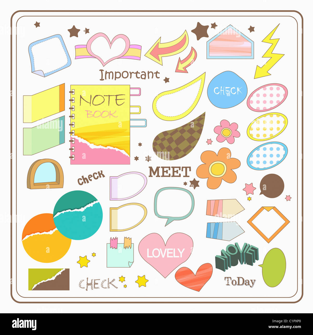 various types of sticker illustration Stock Photo - Alamy