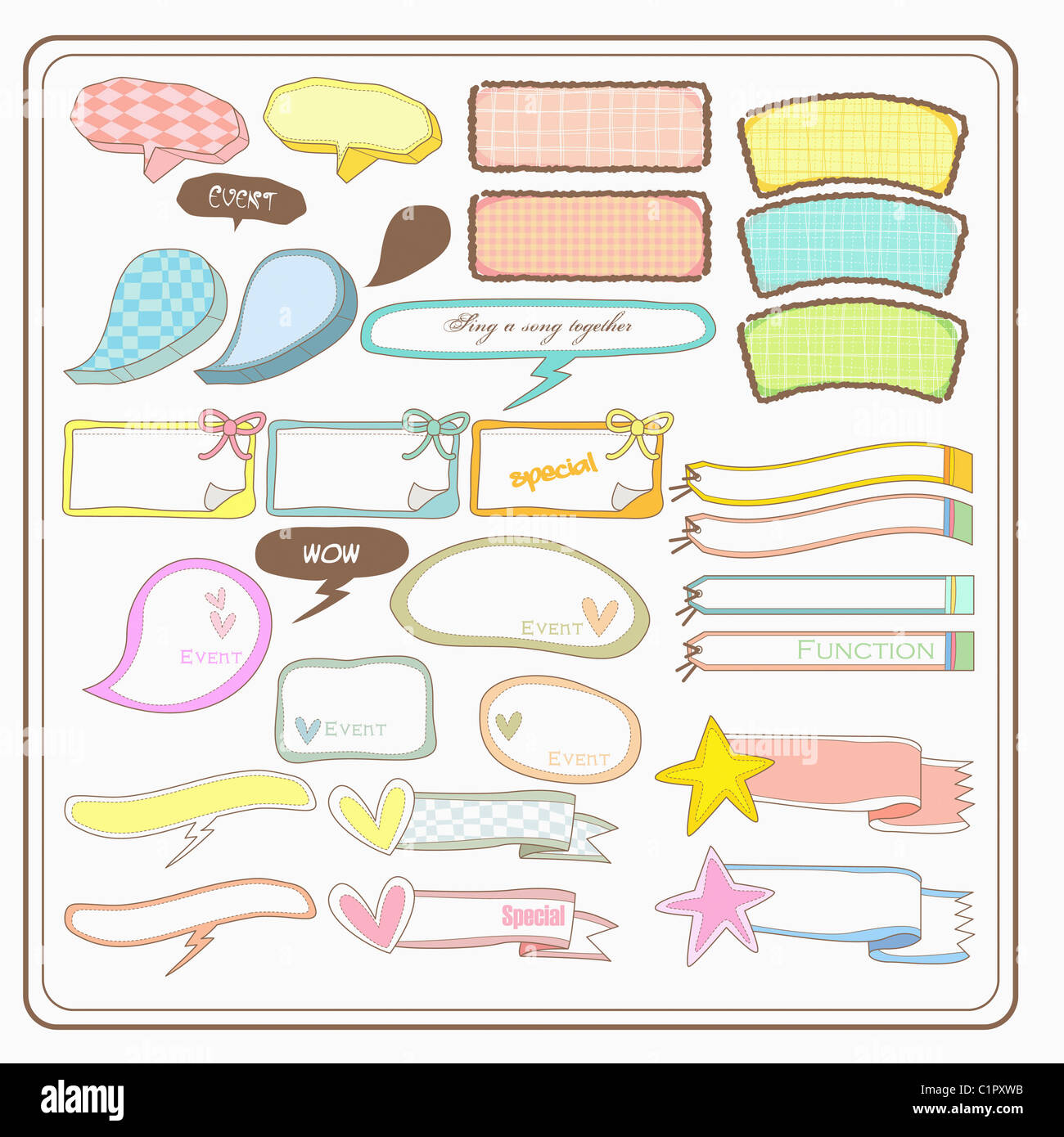 various types of sticker illustration Stock Photo - Alamy