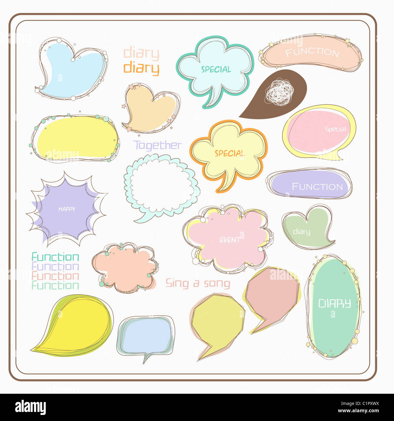 various types of sticker illustration Stock Photo - Alamy