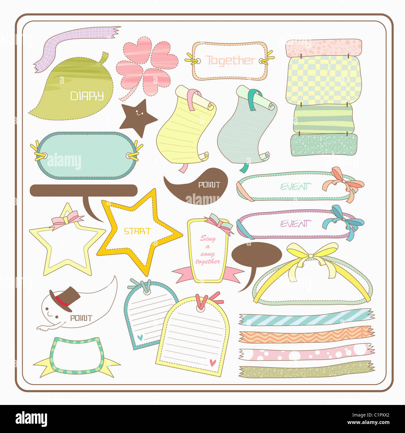 various types of sticker illustration Stock Photo - Alamy