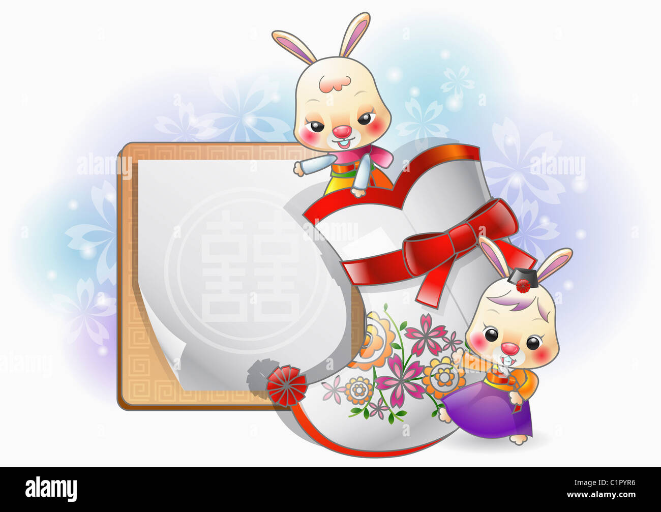 Illustration of Korean traditional rabbit's year in lunar calendar ...