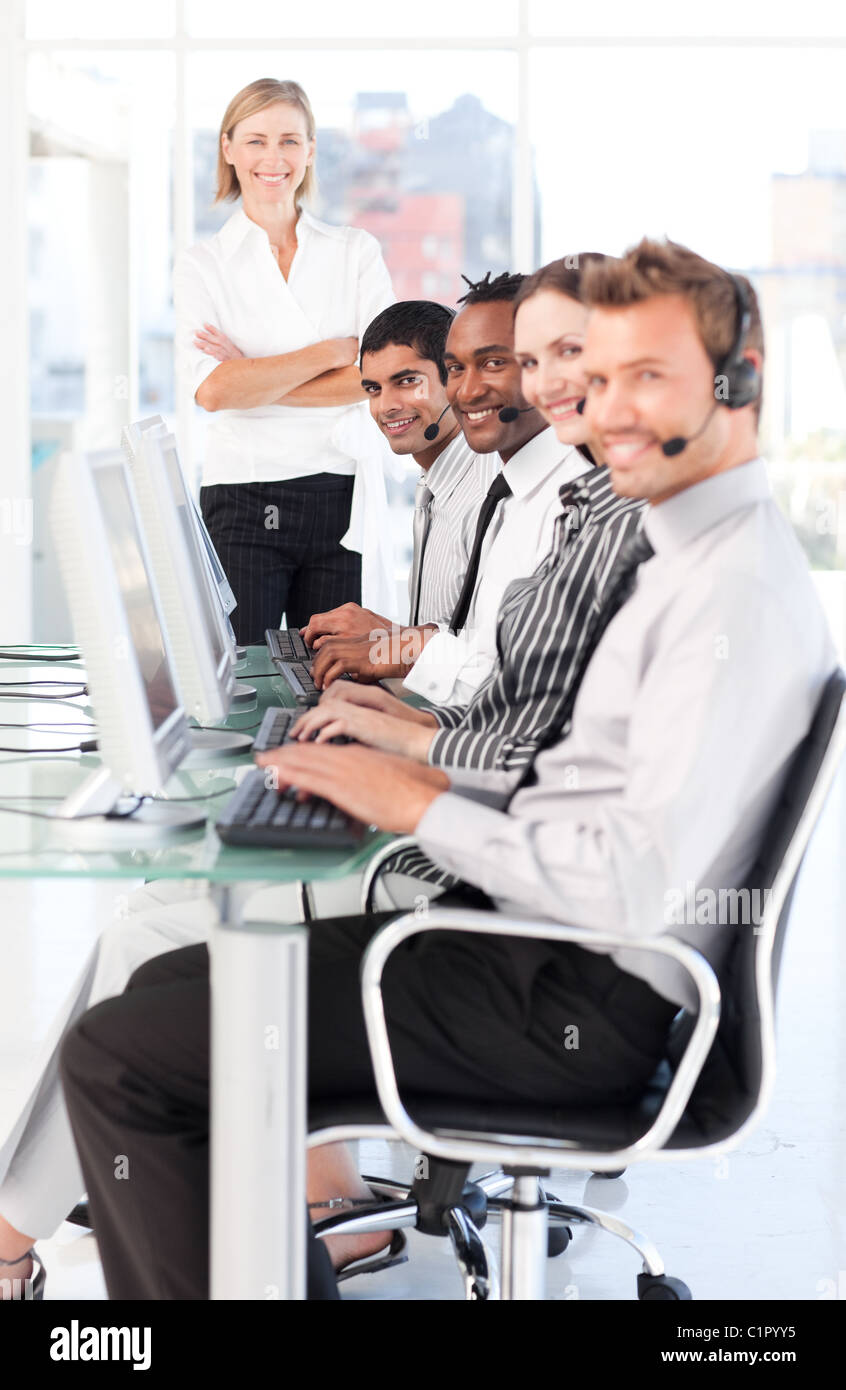 Beautiful manager leading her representative team Stock Photo - Alamy