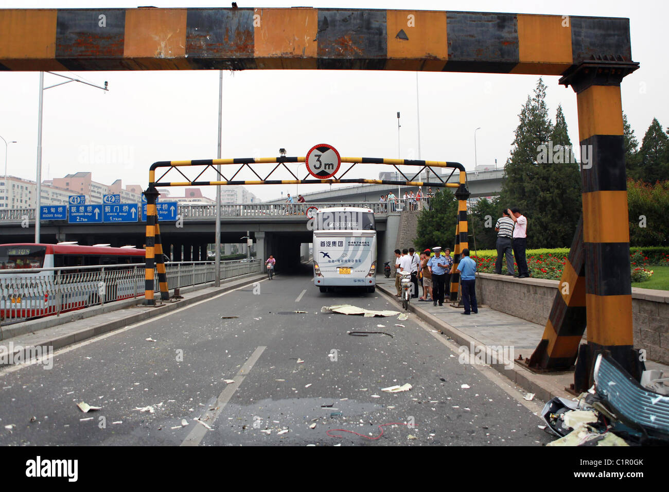 Luckily there were no passengers aboard when this dopy driver squashed ...