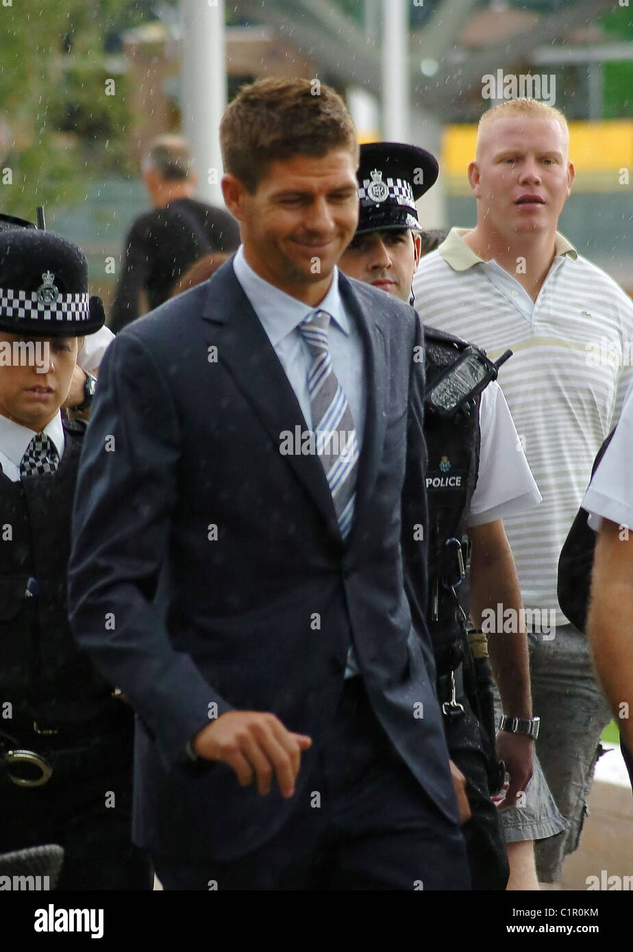 Liverpool FC captain Steven Gerrard surrounded by fans as he leaves ...
