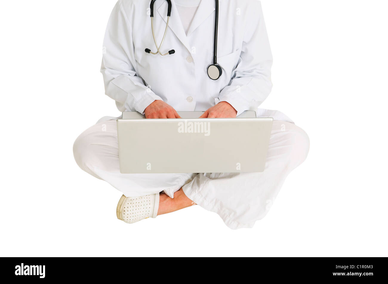 female doctor with stethoscope and laptop Stock Photo - Alamy