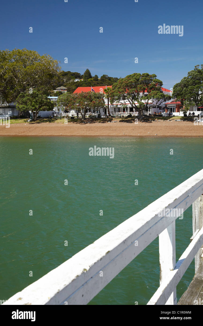 Russell waterfront, seen from the wharf, Bay of Islands, Northland ...