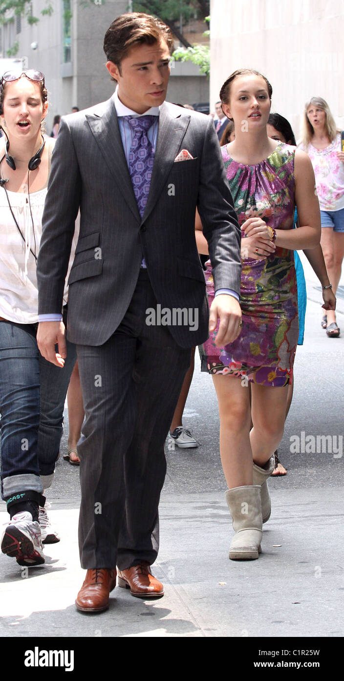 Leighton Meester and Ed Westwick filming scenes for 'Gossip Girl ...