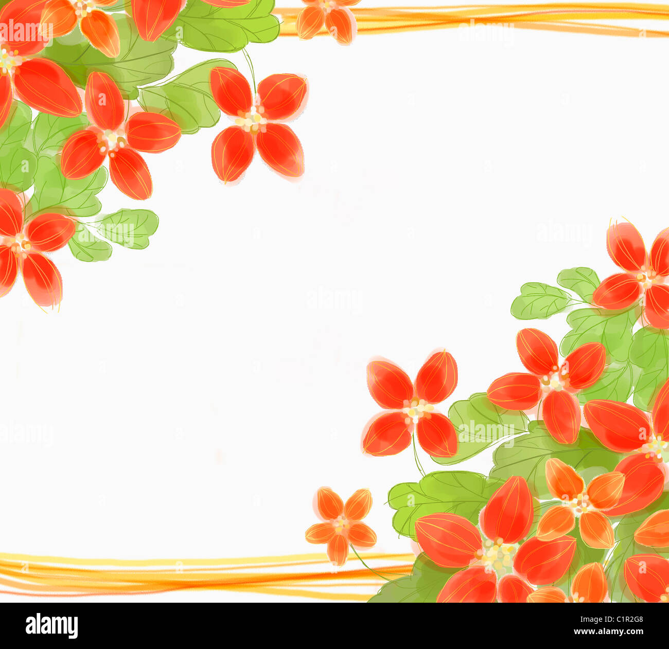 brochure design with flower blossoms Stock Photo - Alamy