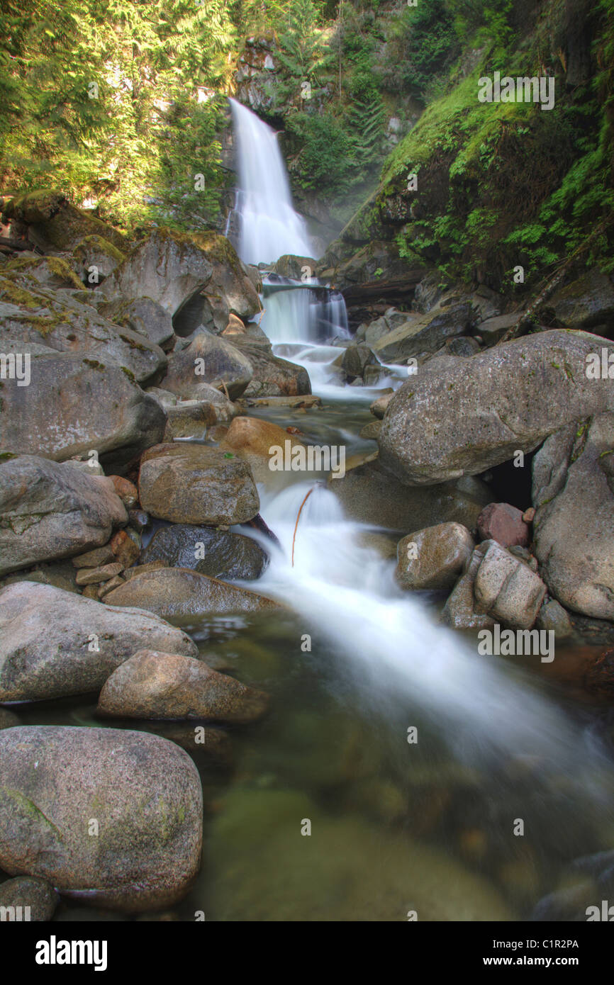 Beautiful tranquil waterfall along Bear Creek the shore of Harrison ...