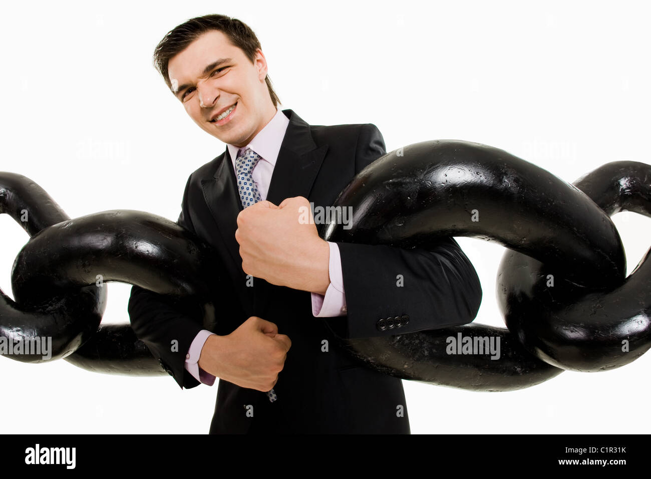 Portrait tense businessman two sections hi-res stock photography and ...