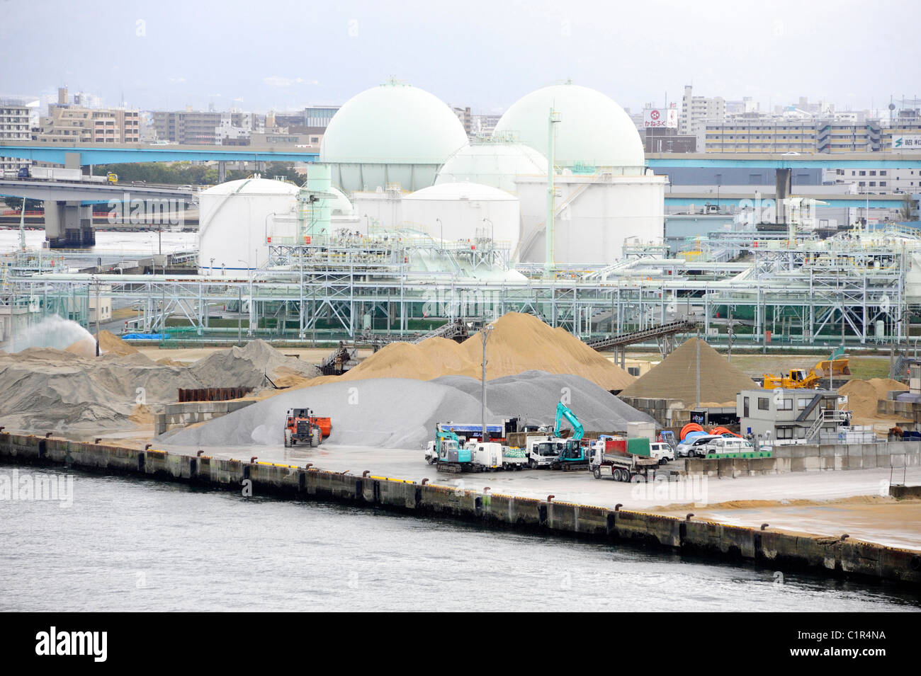 Industrial area by Fukuoka docks. Japan Stock Photo - Alamy