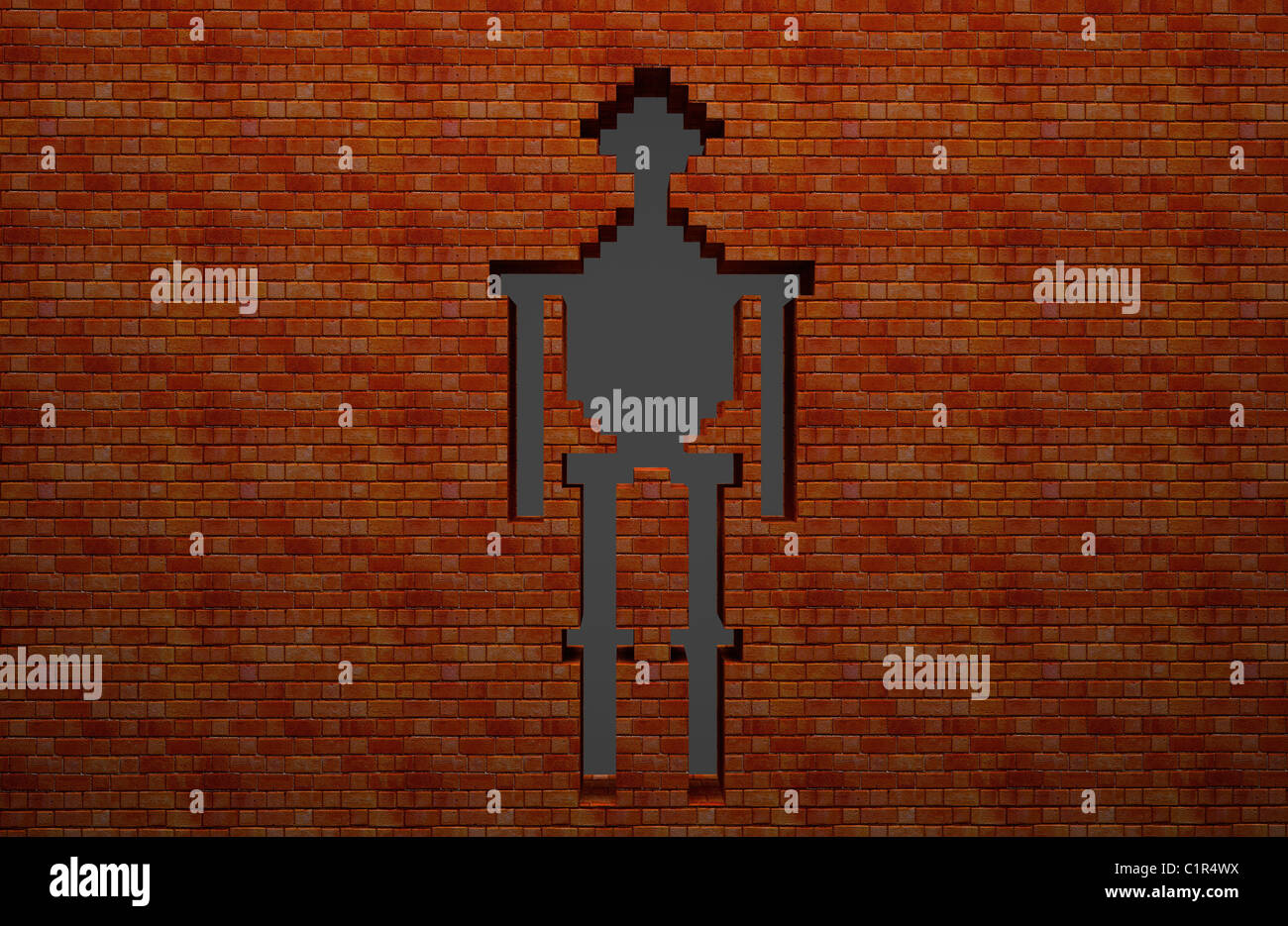 human shaped on the red bricks Stock Photo - Alamy