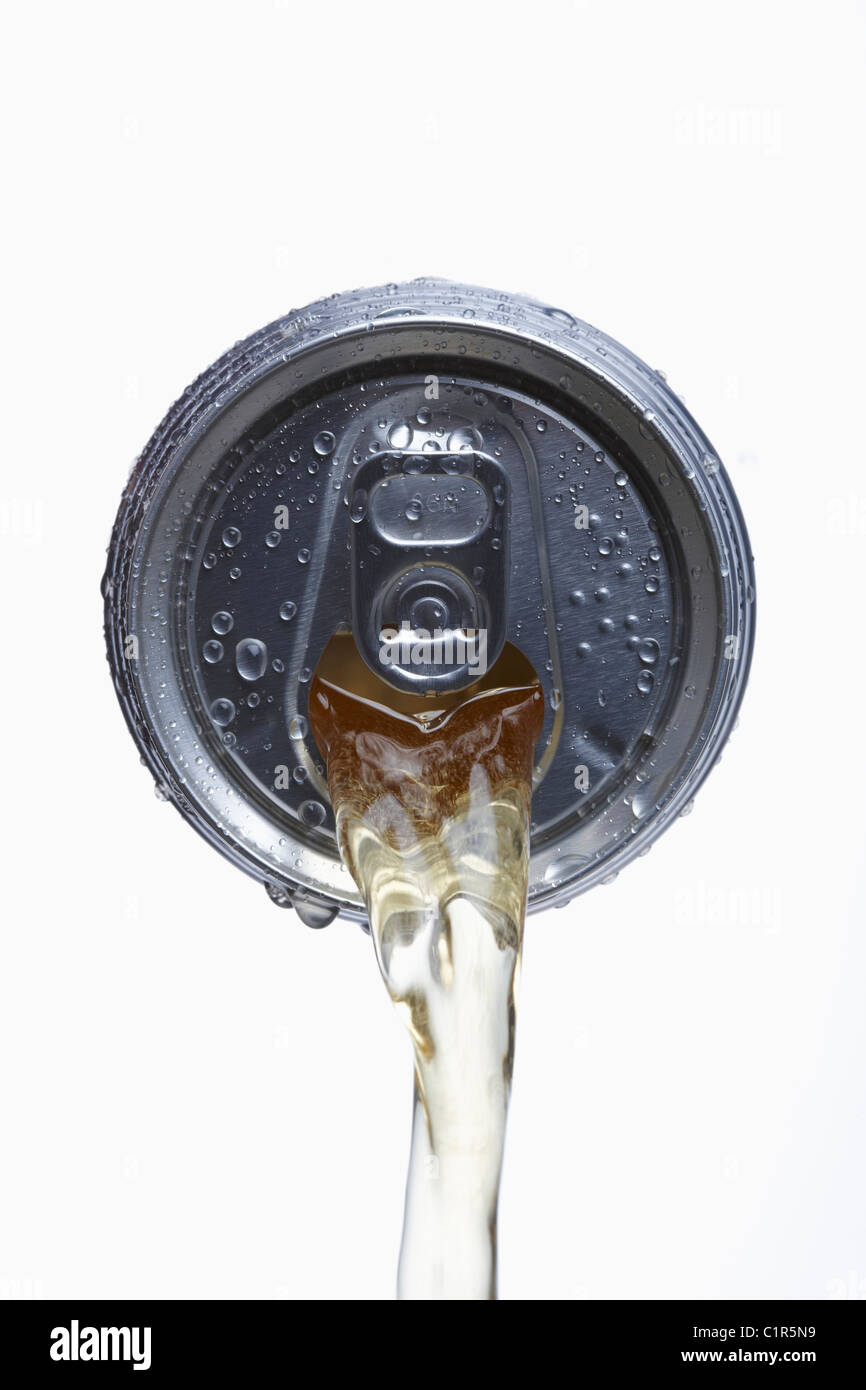 canned beer poured out Stock Photo - Alamy