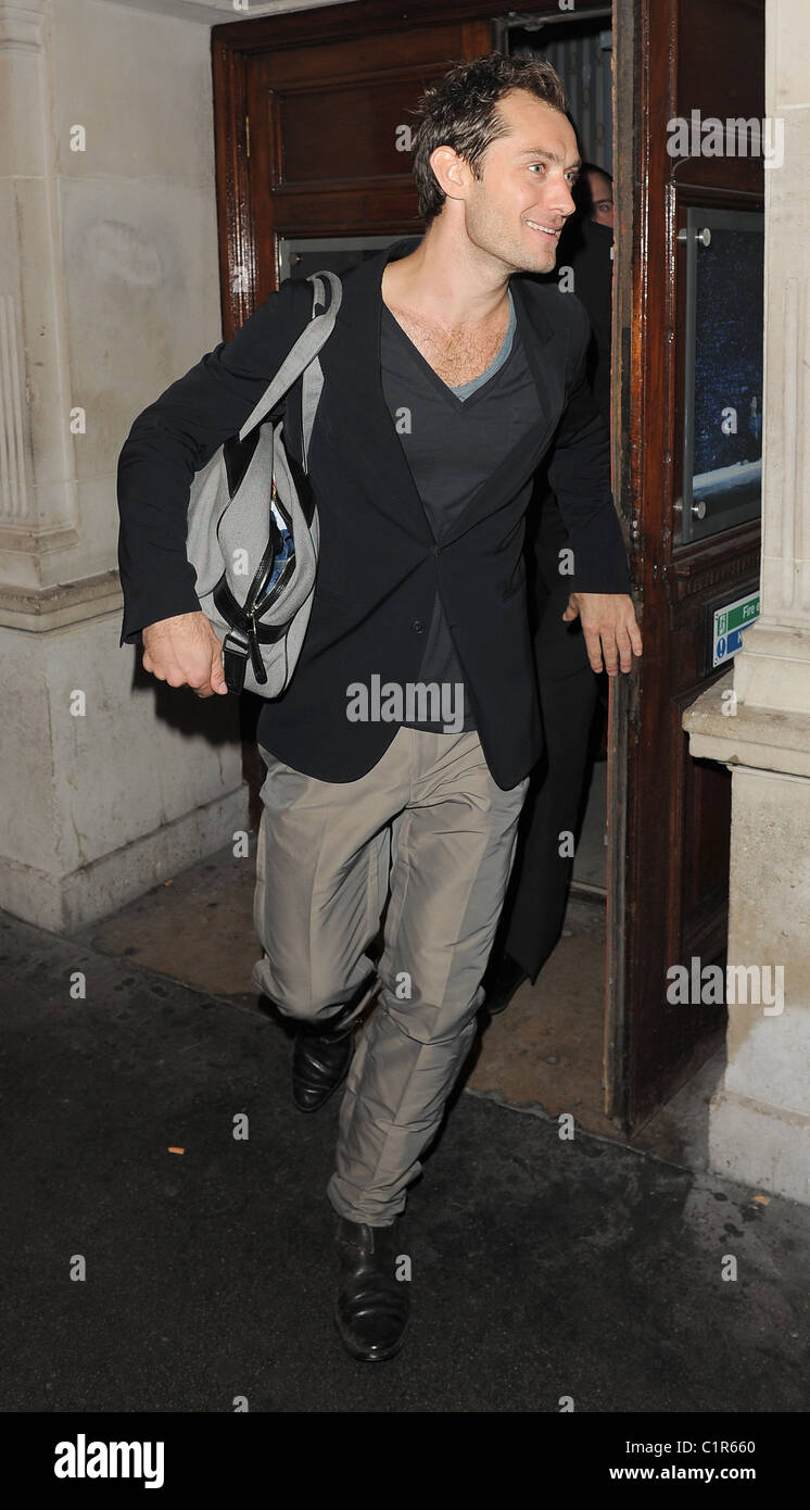 Jude Law leaves the Wyndham Theatre having performed in 'Hamlet' and is ...