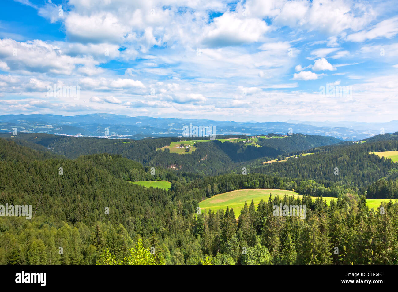 Summer Alps Landscape: Forest, Hills and Mountains Stock Photo - Alamy