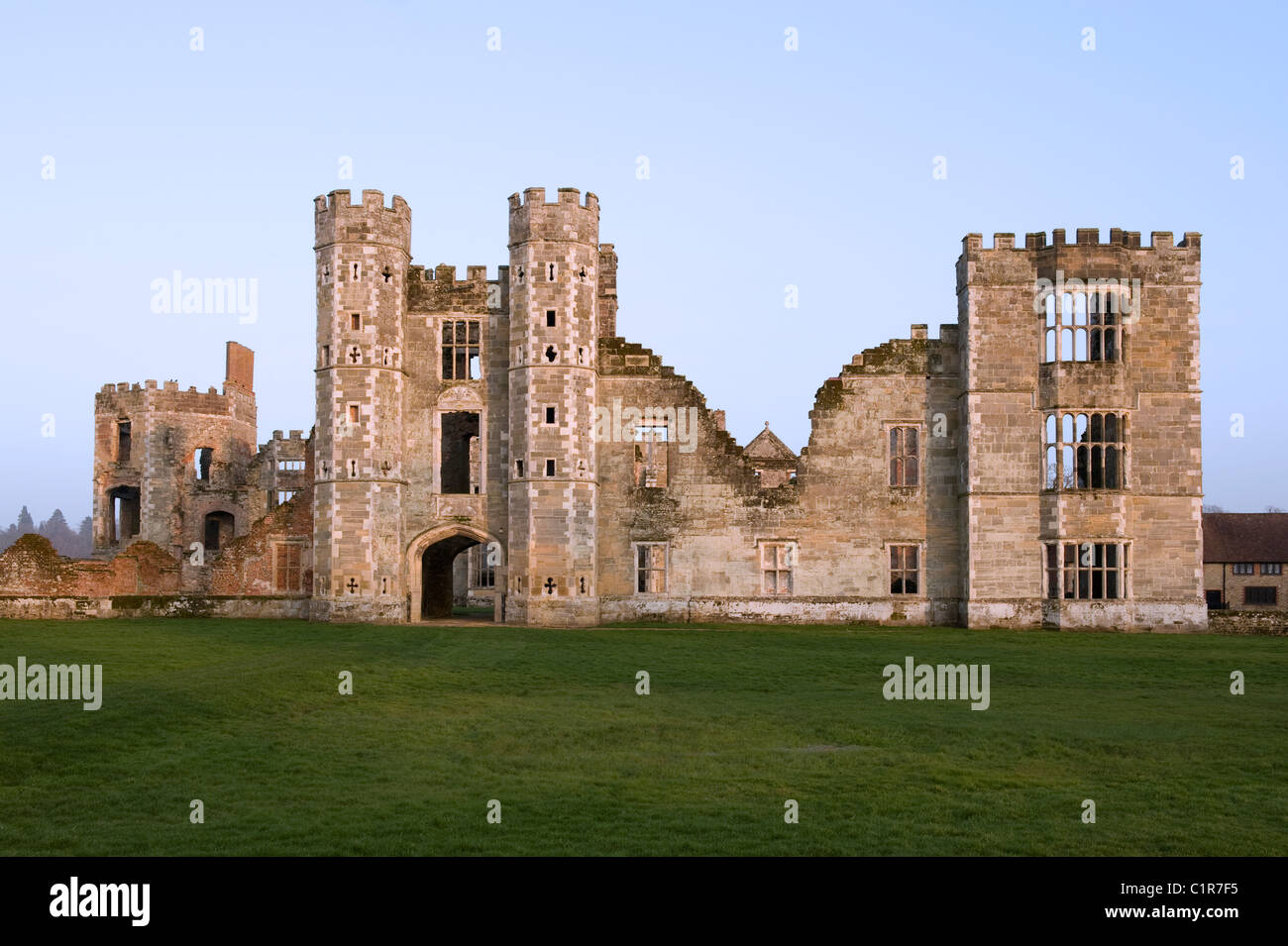 The ruins of Cowdray House in Cowdray Park, Midhurst, West Sussex ...