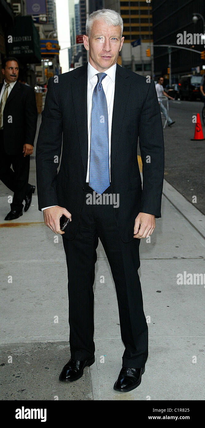 Anderson Cooper outside the Ed Sullivan Theatre for the 'Late Show With ...