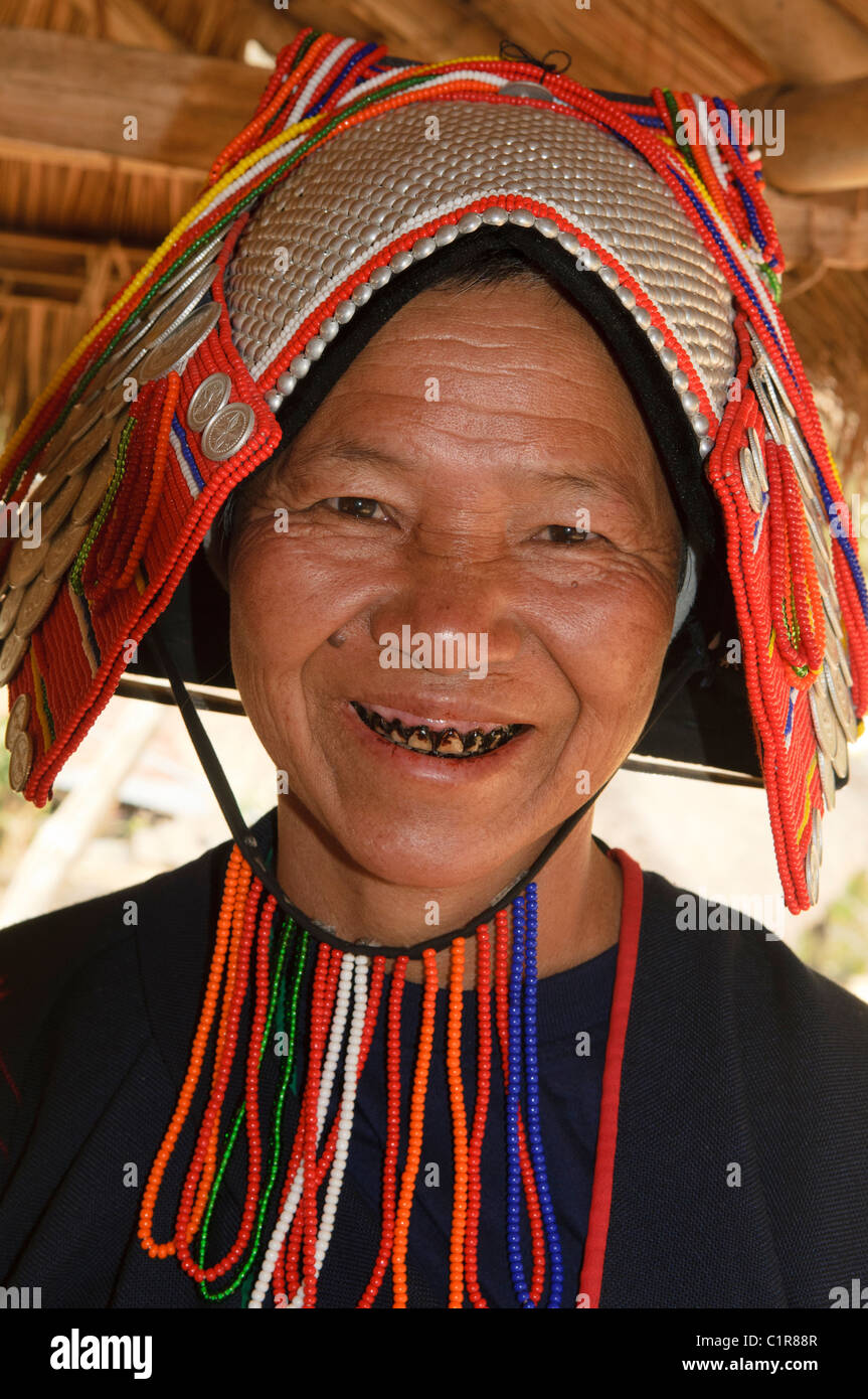 portrait of an Akha woman near Chiang Rai, Thailand Stock Photo - Alamy