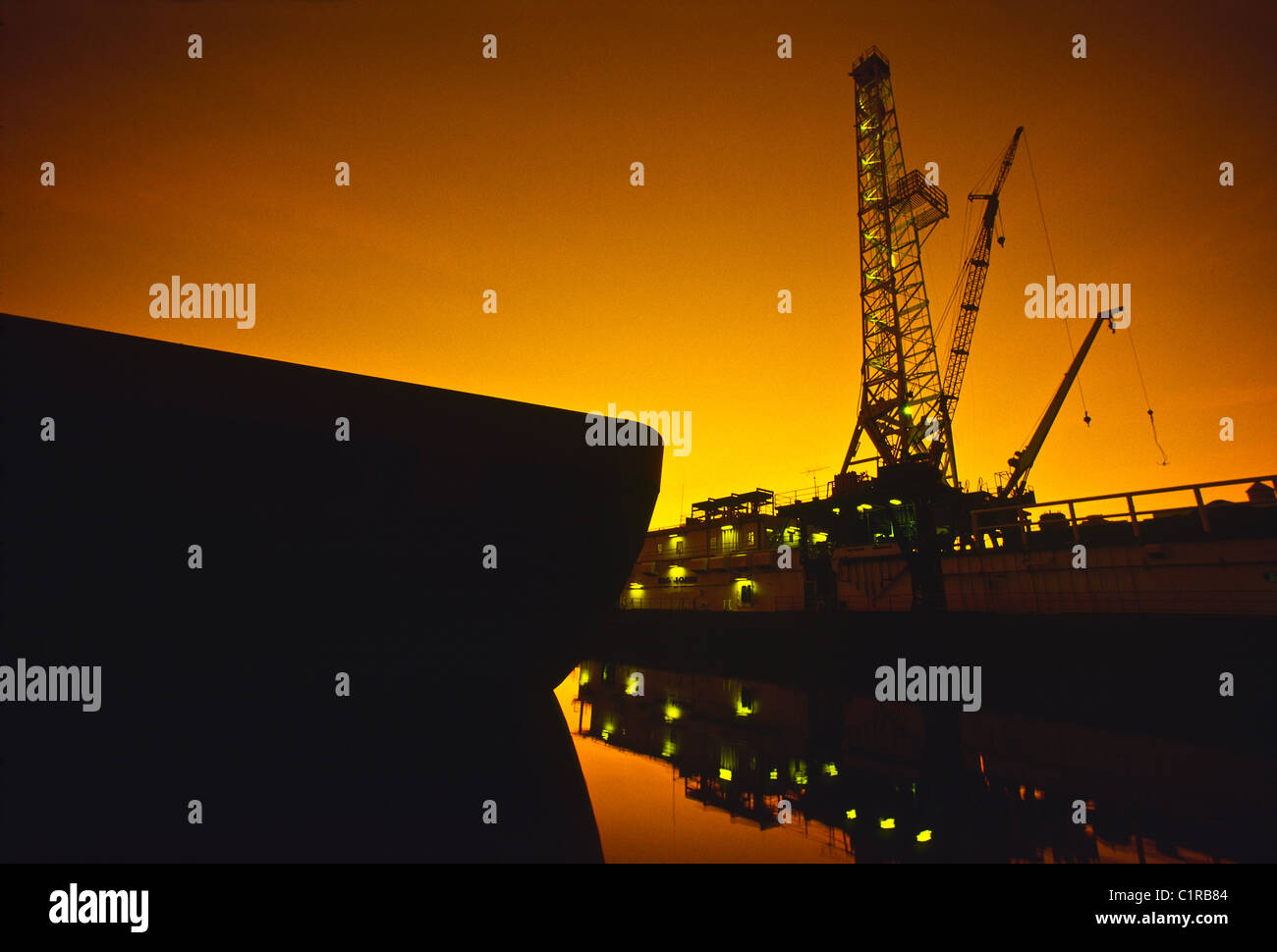 Final construction of inland barge rig used primarily in marshes and ...