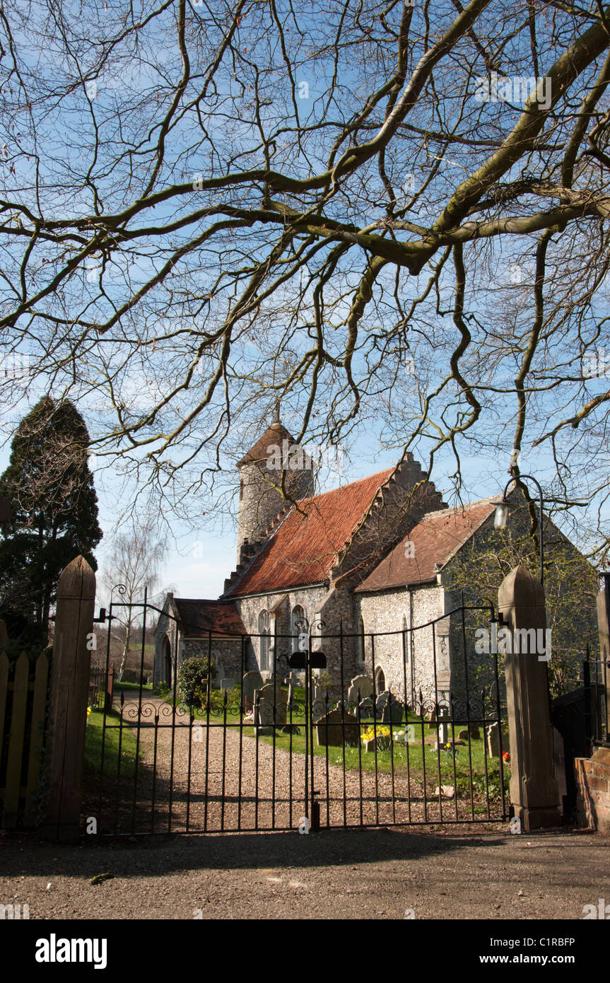Bawburgh country church Norfolk with Round tower flint pretty 14th ...