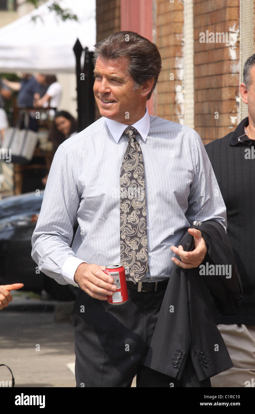 Pierce Brosnan on the set of his new film 'Remember Me' New York City ...