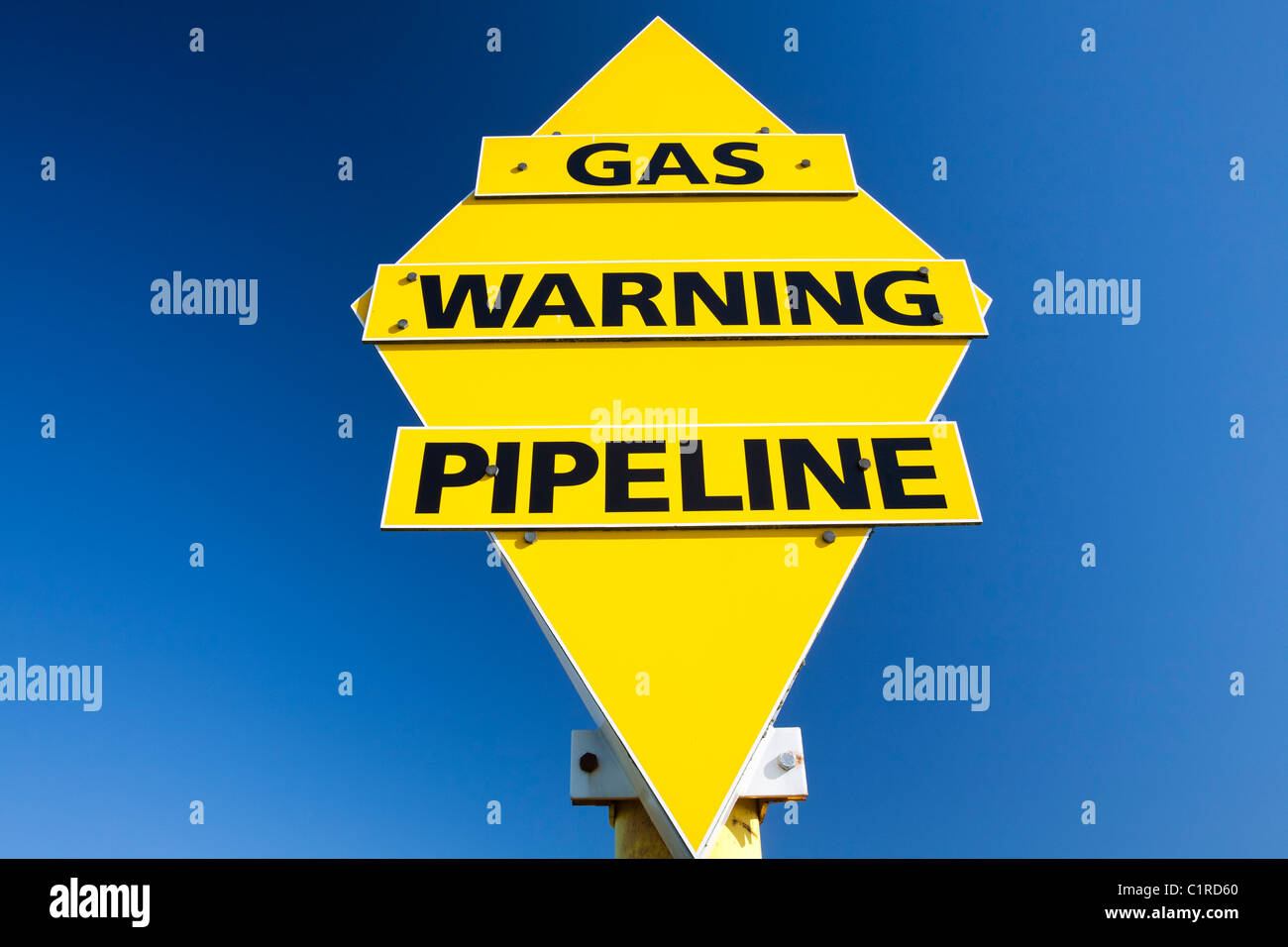 A warning sign for the gas pipeline which brings natural gas from the ...