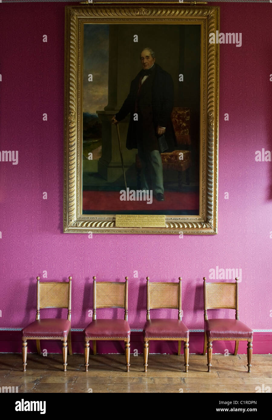 The grand dining room with silk moire wallpaper at the Judge's Lodging ...