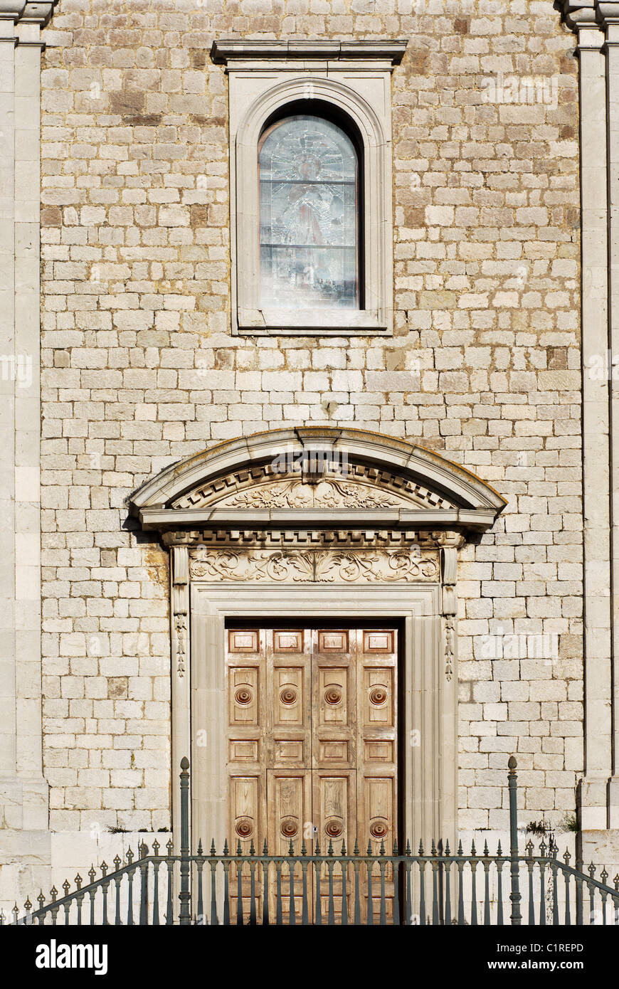 Facade of ancient stone church in Molise (center Italy Stock Photo - Alamy