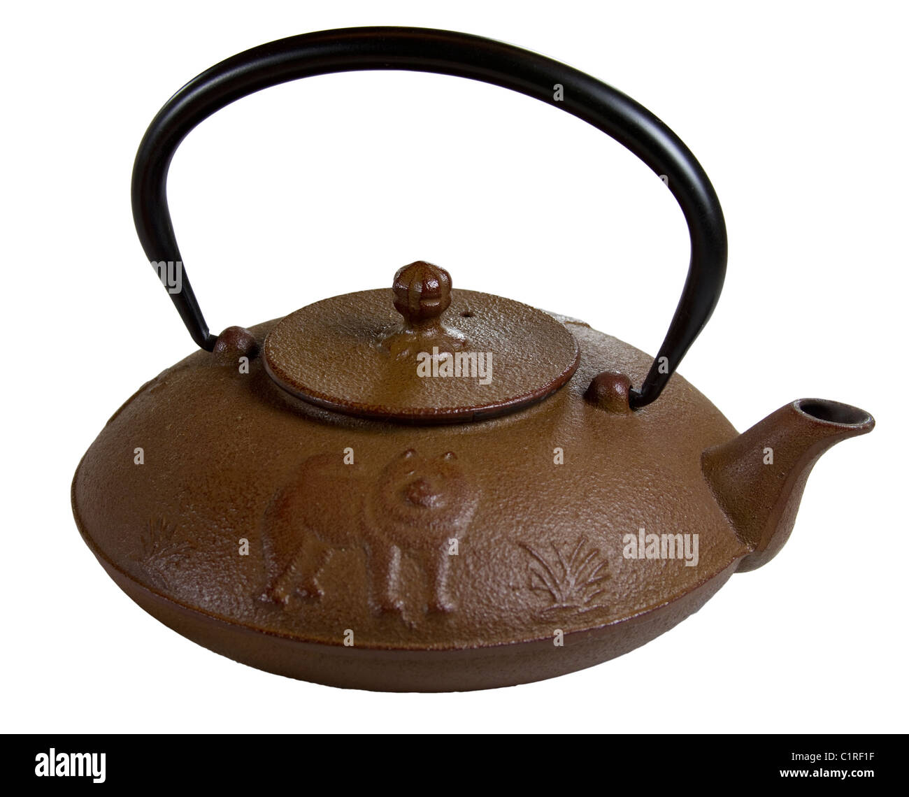 Traditional japanese cast iron teapot right side Stock Photo - Alamy