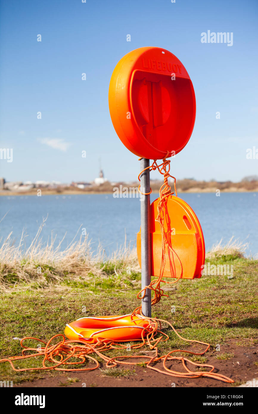 A lifering that has been vandalised at Cavendish Dock in Barrow in ...