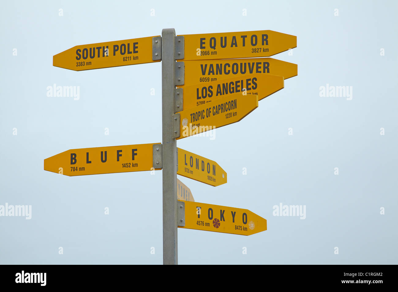 Direction signpost, Cape Reinga, Far North, Northland, North Island ...