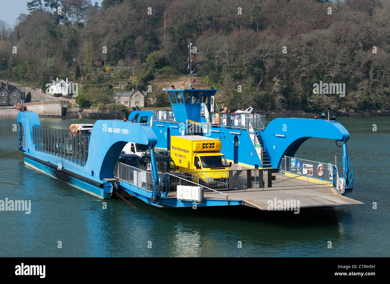 The " King Harry " ferry crossing the river Fal near Trelissick gardens ...