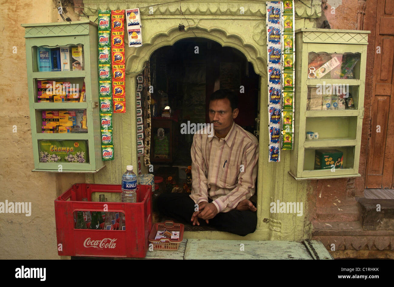 Shopkeeper in Varanasi, India Stock Photo - Alamy