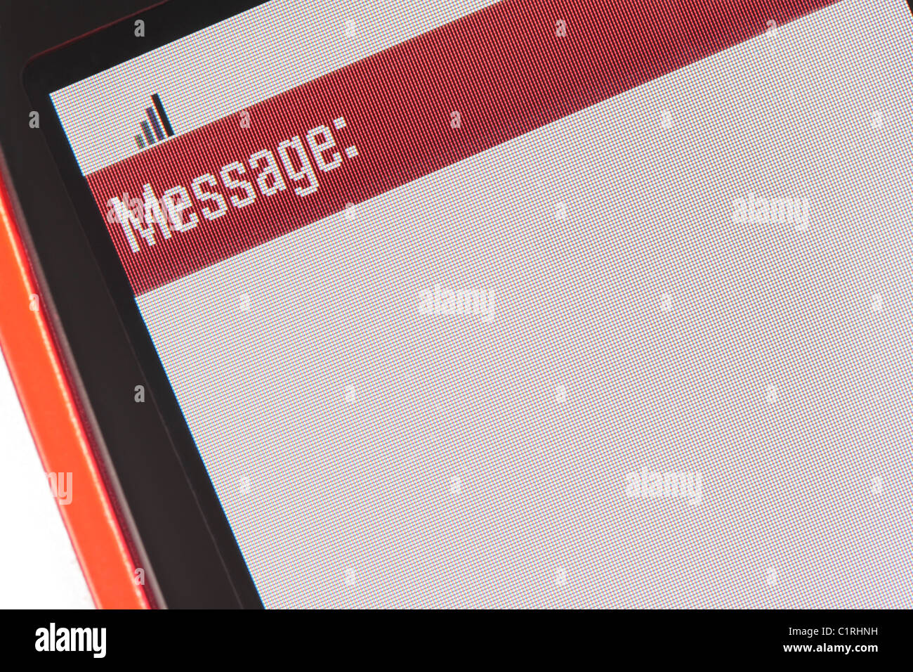 Red Cellphone with Screen Ready for Message Stock Photo - Alamy