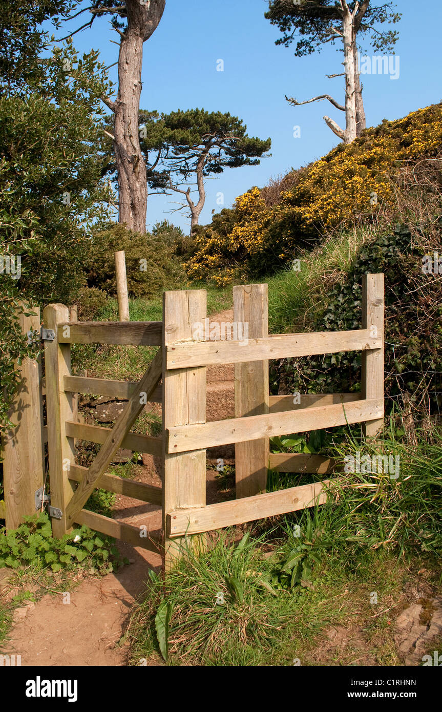 A " kissing gate " on the south west coast path near St.Anthony on the ...