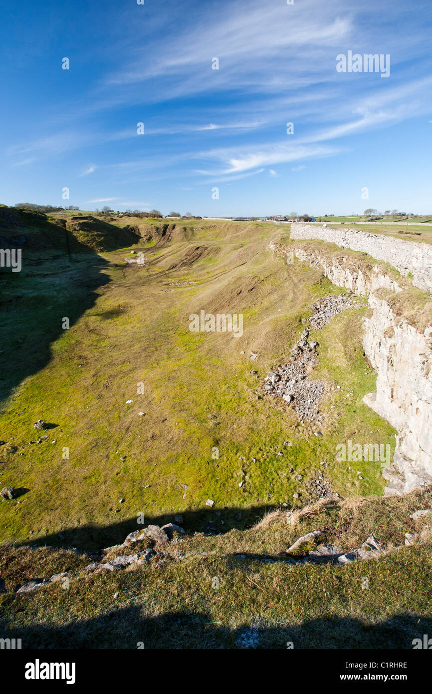An old limestone quarry on Birkrigg Common near Ulverston, Cumbria, UK ...