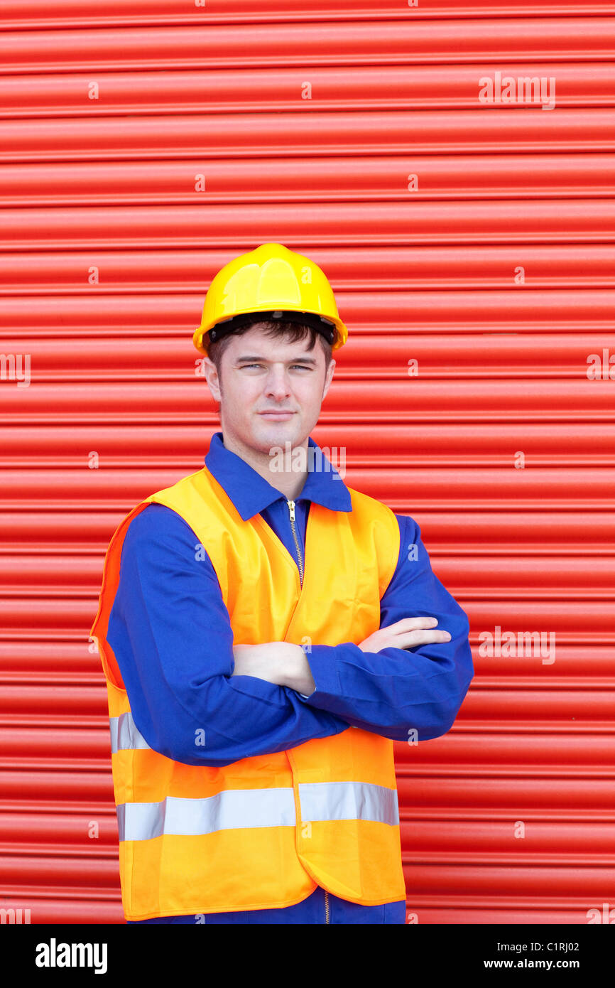 Serious male engineer standing Stock Photo - Alamy