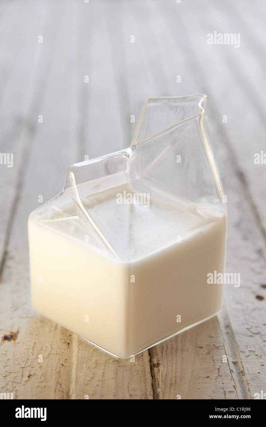 milk in a glass half pint carton Stock Photo - Alamy