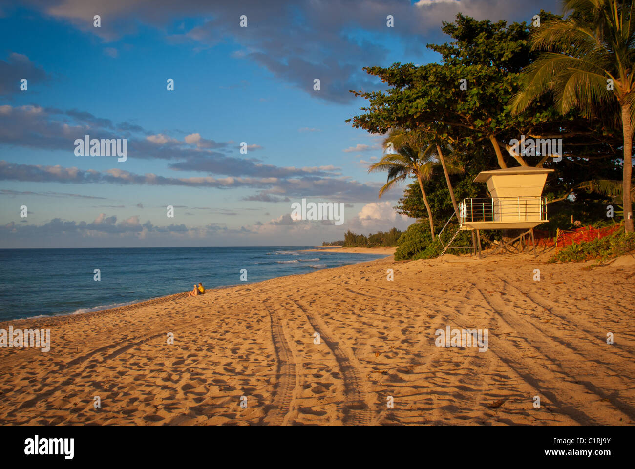 Sunset on a Sunset Beach. USA Hawaii Oahu. Lots of warm light during ...