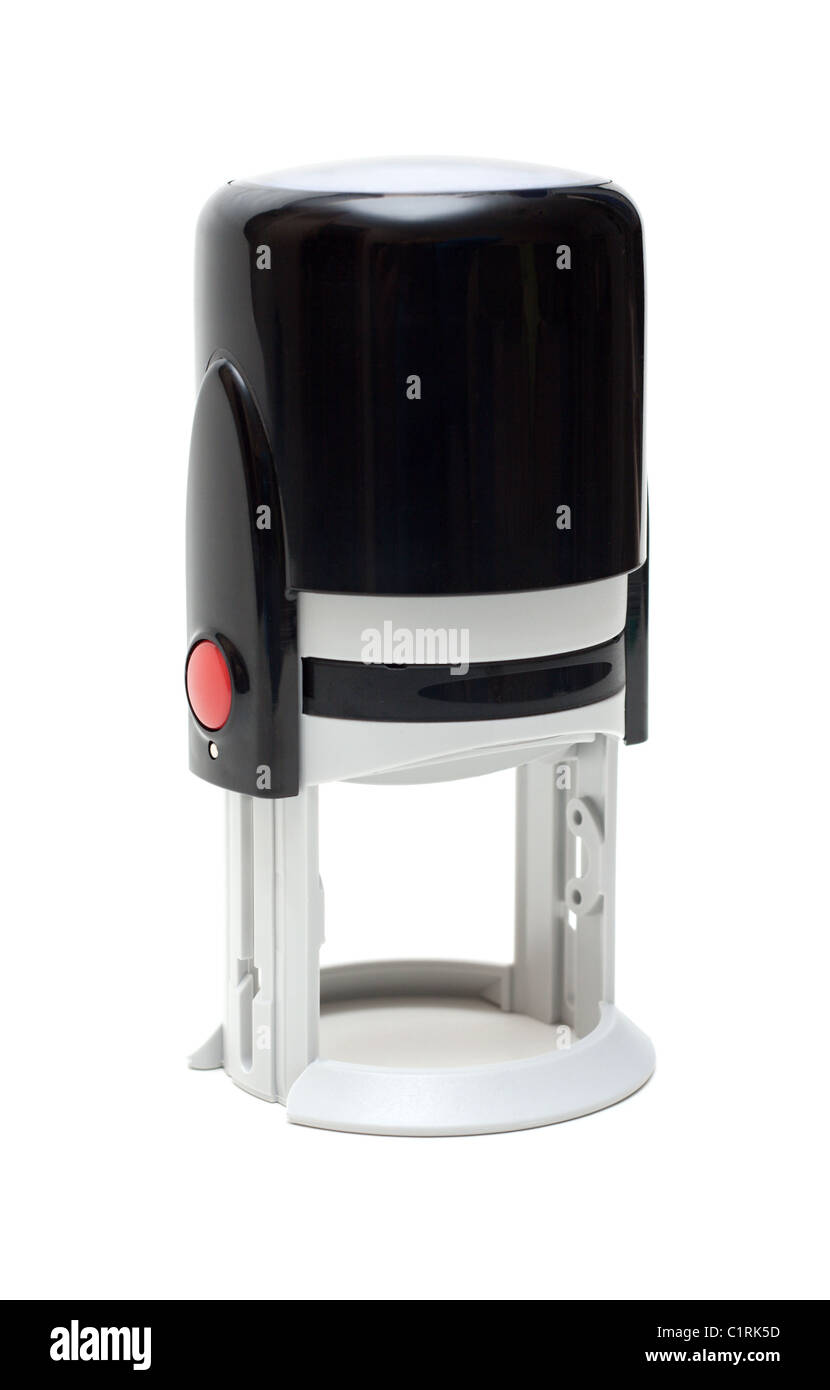 Automatic seal with red button on white background Stock Photo - Alamy