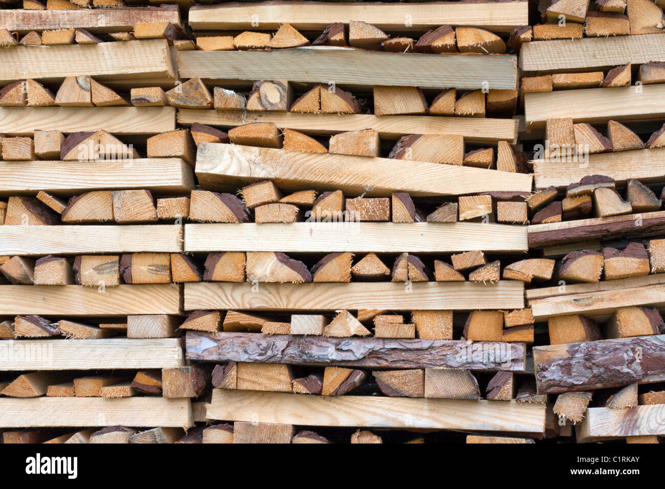 Firewood, boards by built rows in the manner of envelope Stock Photo ...